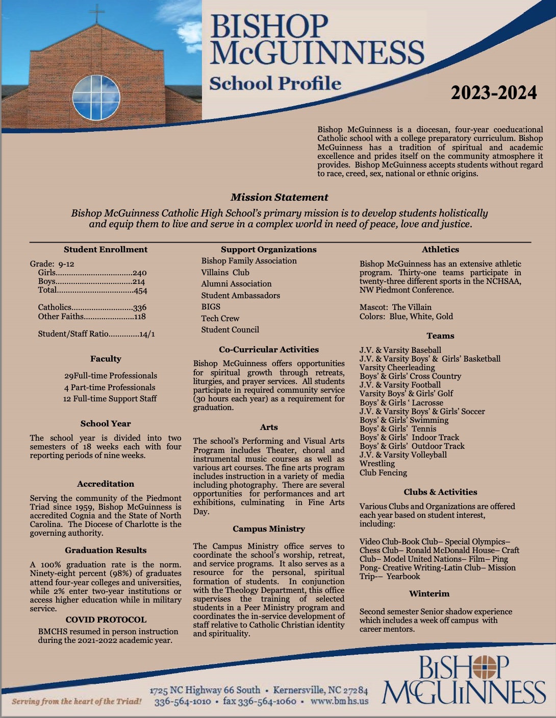 School Profile 2023-2024 - Bishop McGuinness High School School Profile 2023-2024 - Bishop McGuinness High School